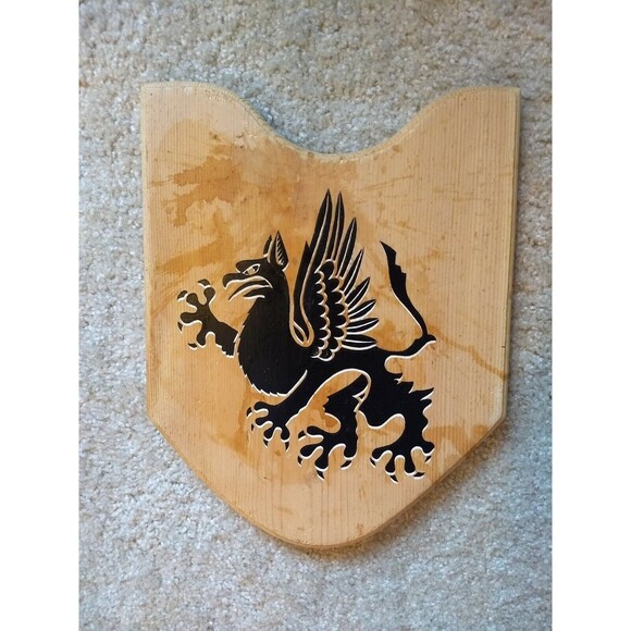 Accents | Wooden Medieval Shield Dragon Griffon Motif Unique Wall Decor ...